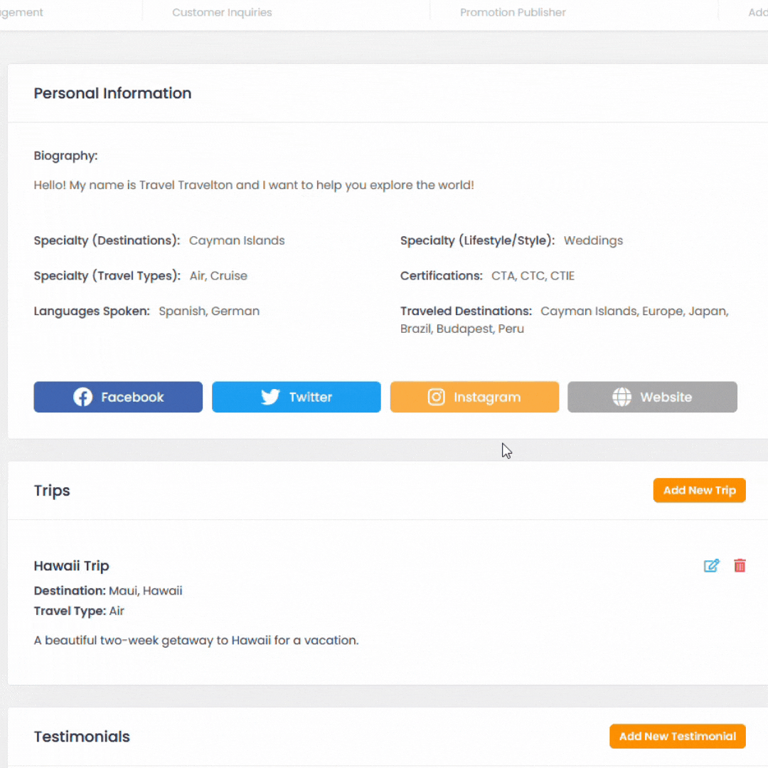 User Profile AgentPort user-profile-agentport